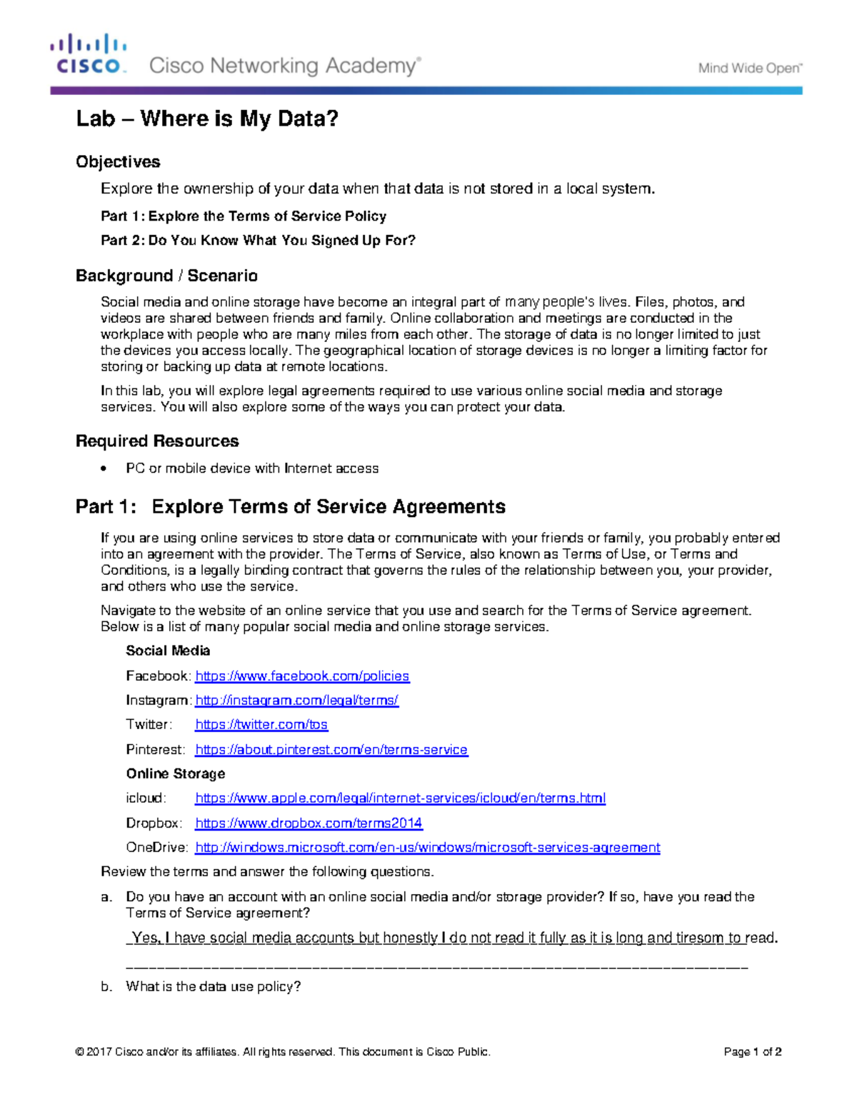 1.2.2.4 Lab - Where is My Data (IT APPS) - © 2017 Cisco and/or its ...