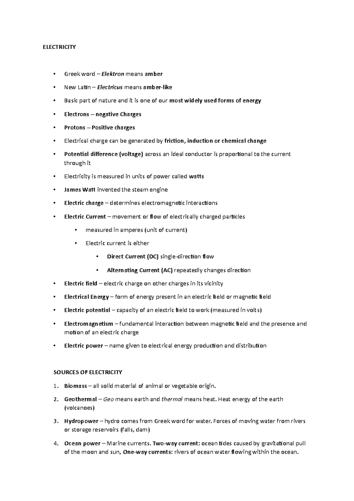 Electricity - none - ELECTRICITY Greek word – Elektron means amber New ...