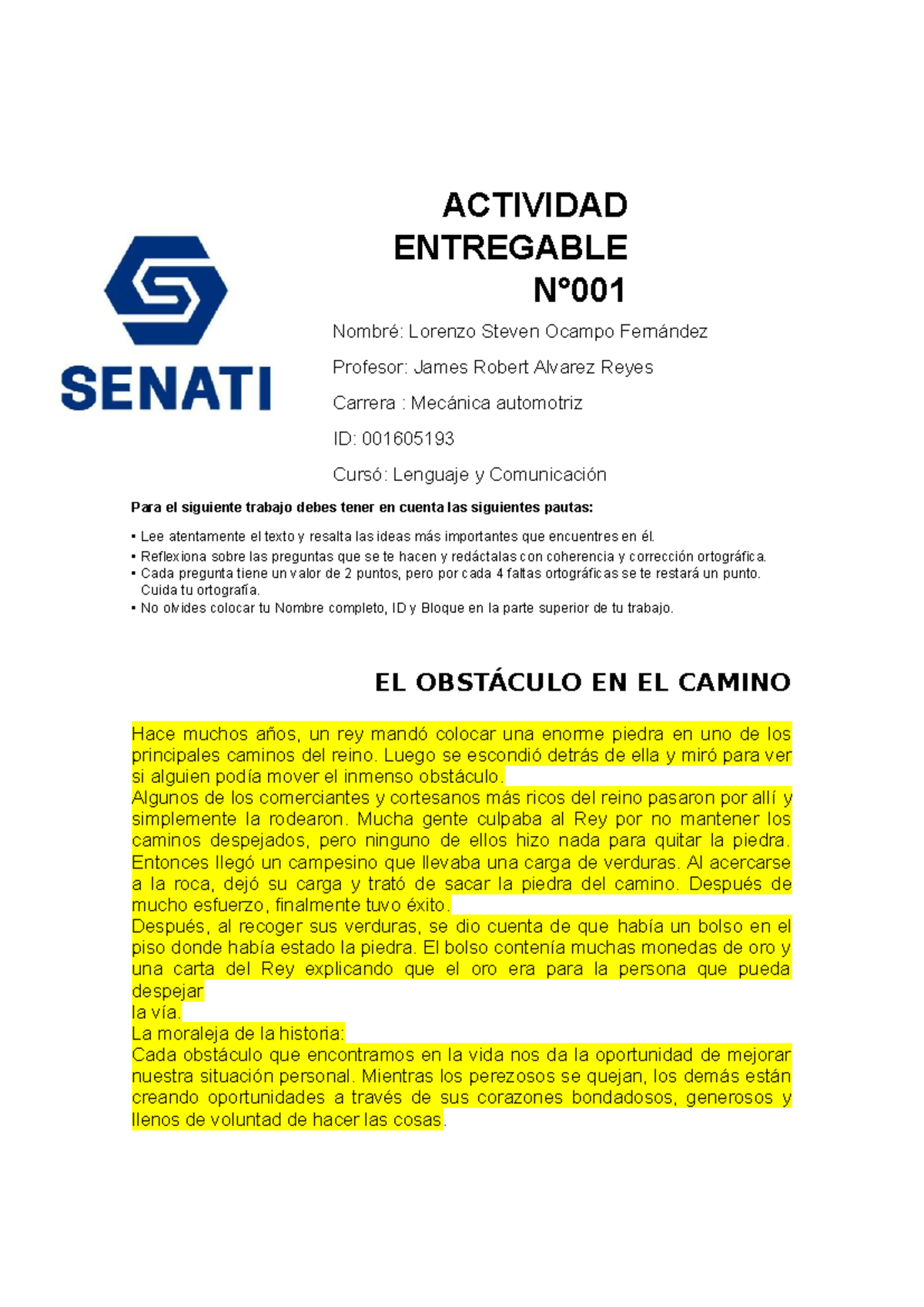 Entregable Comunicación 01 Steven - ACTIVIDAD ENTREGABLE N° Nombré ...