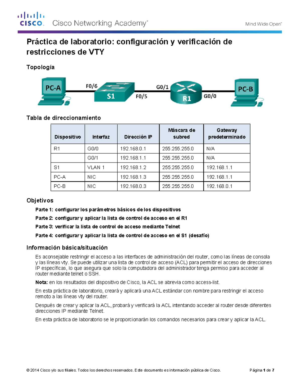 9.2.3.4 Lab - Configuring and Verifying VTY Restrictions - Práctica de laboratorio ...