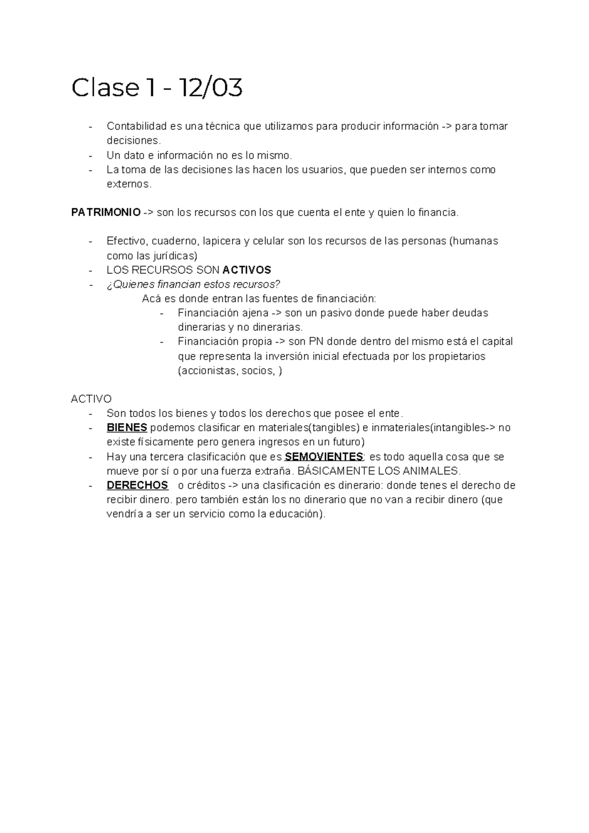 Clases de Contabilidad - Clase 1 - 12/ Contabilidad es una técnica que ...