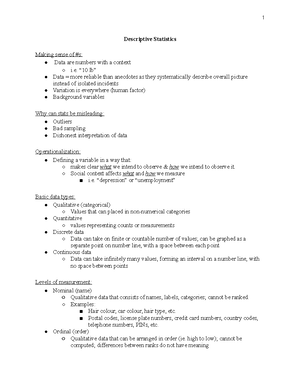 QM-Cheat Sheet - NHST: Has to do with making statistical decisions Raw ...