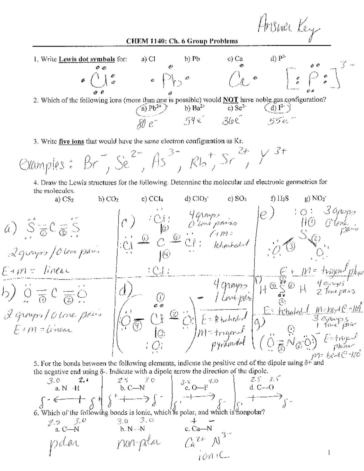 Chapter 6 Chemical Bonds Problem Set Answer In I 113 T c CHEM chapter-6-chemical-bonds-problem-set-answer-in-i-113-t-c-chem