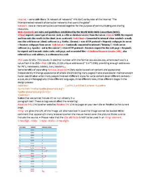 CMPT 165 Cheatsheet - Prof allowed cheat sheet of one page - HTML Example