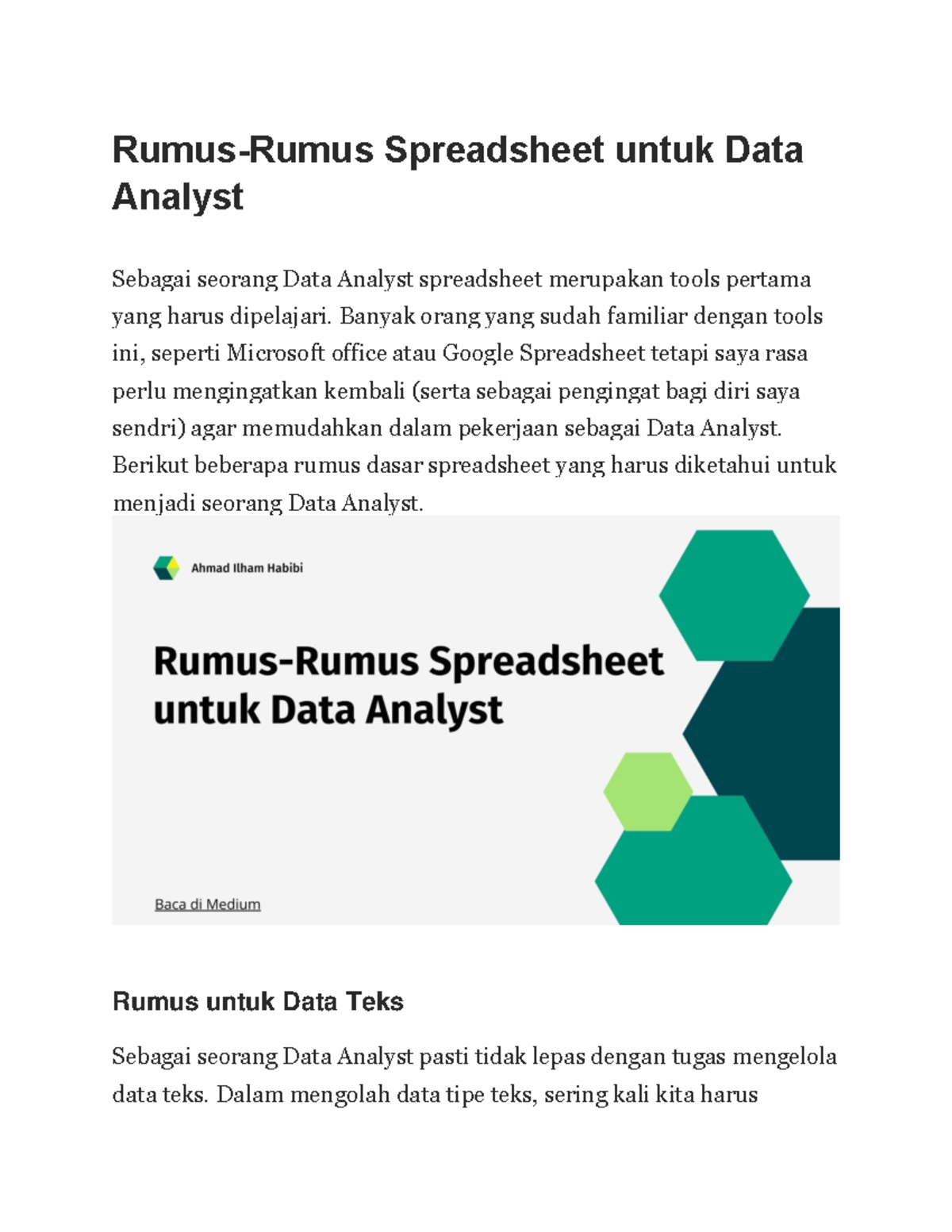 Rumus Excel Data Analyst - Rumus-Rumus Spreadsheet untuk Data Analyst ...