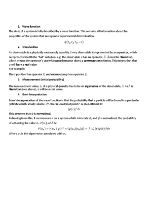 Dirac - Quantum 1 - Dirac Notation A bra is defined as 𝜓| or in ...
