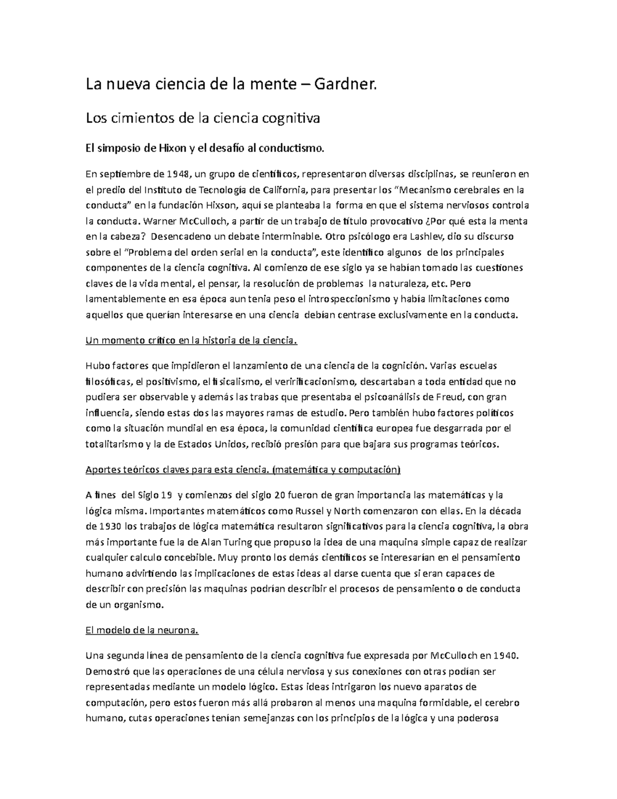 La nueva ciencia de la mente - Los cimientos de la ciencia cognitiva El ...