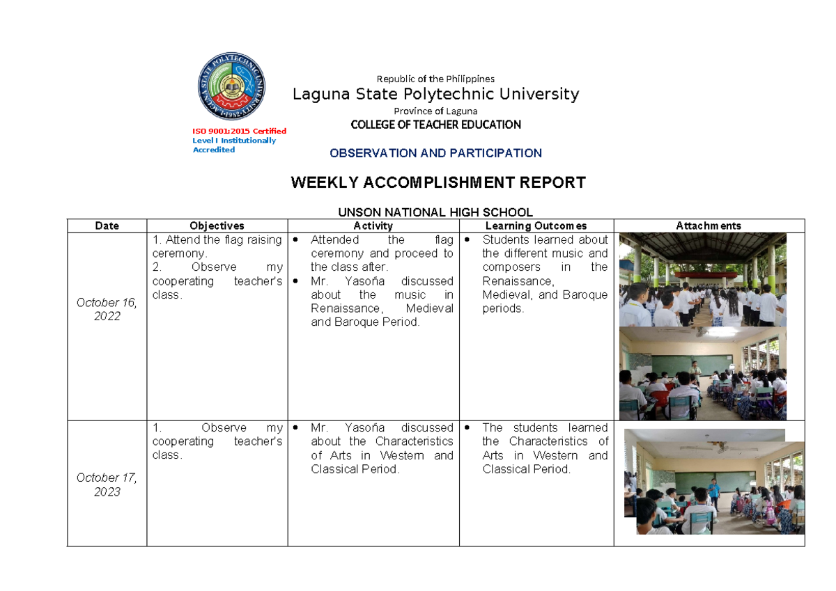 WEEK-3 Accomplsihment- Report Resurreccion - ISO 9001:2015 Certified ...