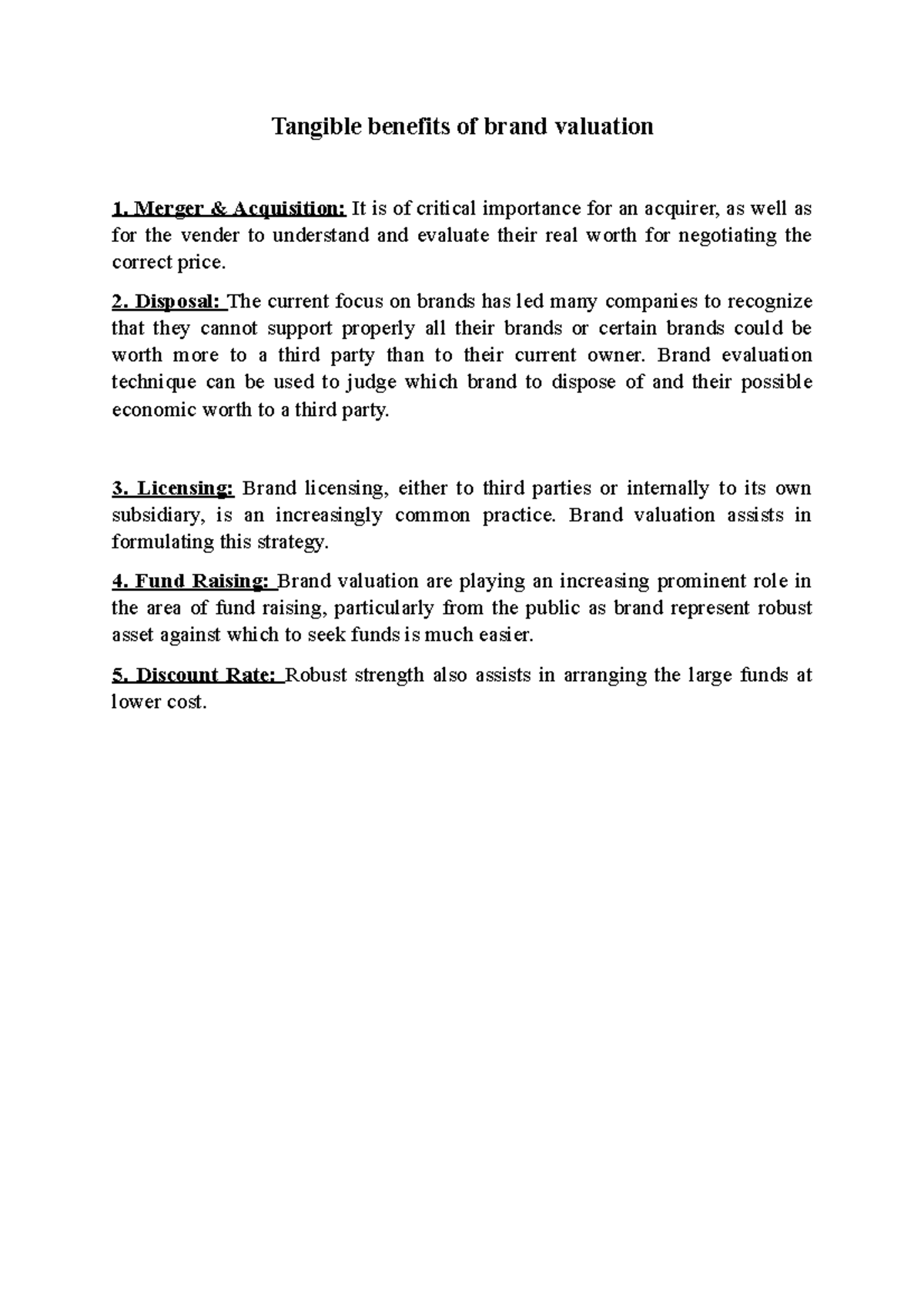 Tangible benefits of brand valuation 5 - Tangible benefits of brand ...