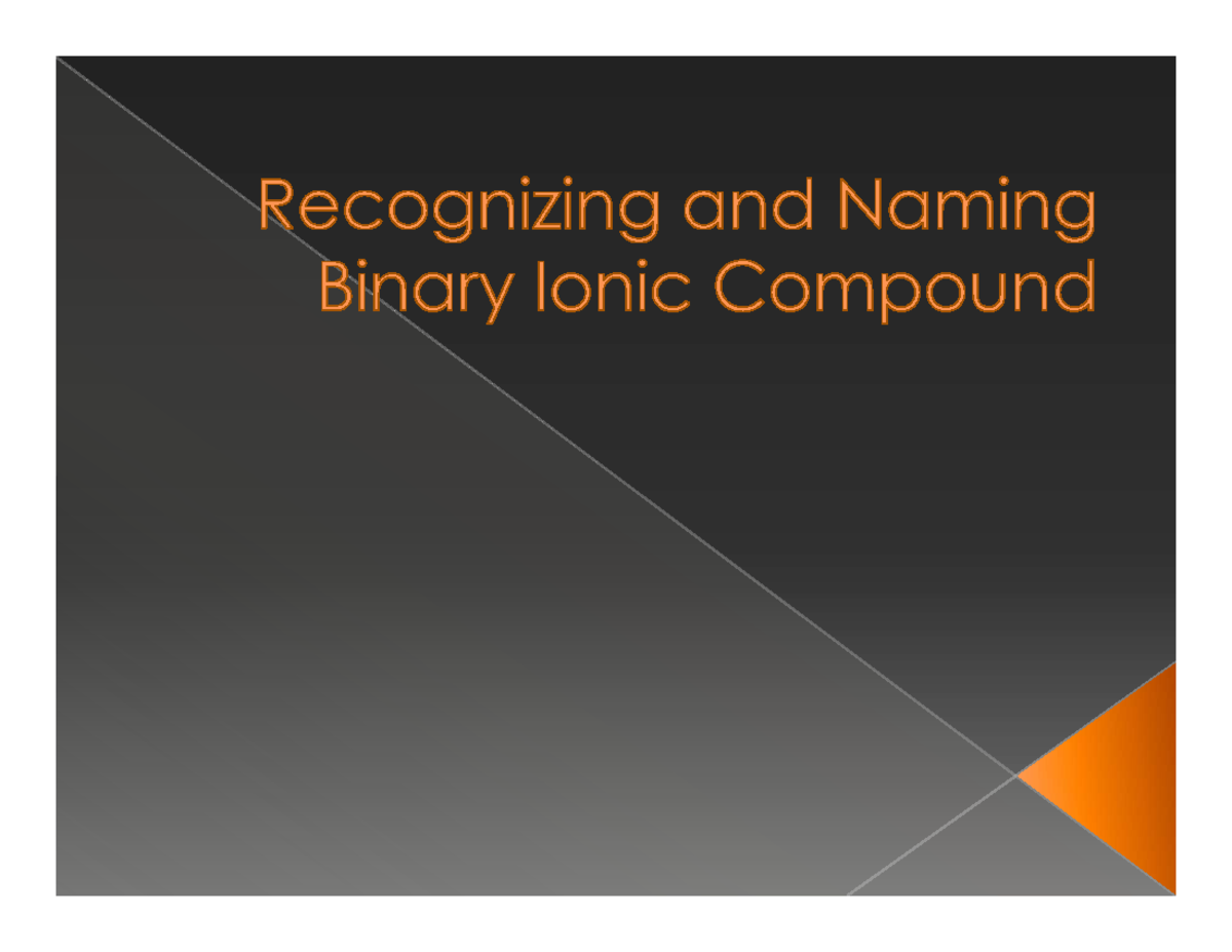 Recognize and name Binary compound - Which of the following binary ...