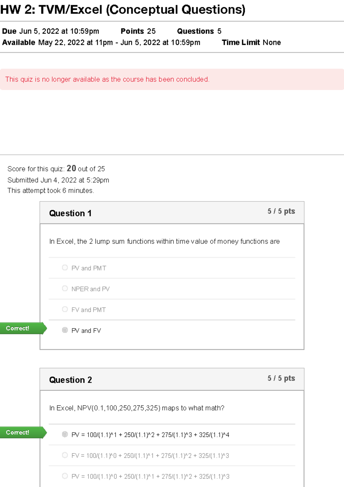 HW 2 TVM Excel (Conceptual Questions) Financial Modeling - OAN - HW 2: TVM/Excel (Conceptual ...