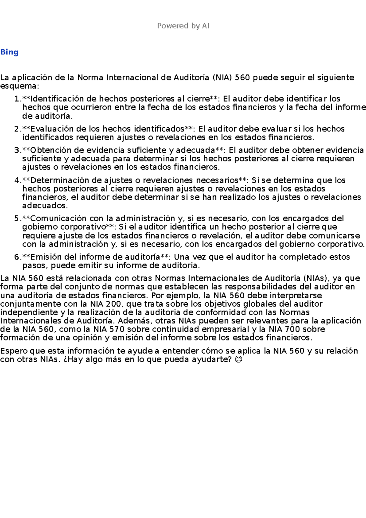 Aplicación NIA 560 - NIA 560 - Powered by AI Bing La aplicación de la ...