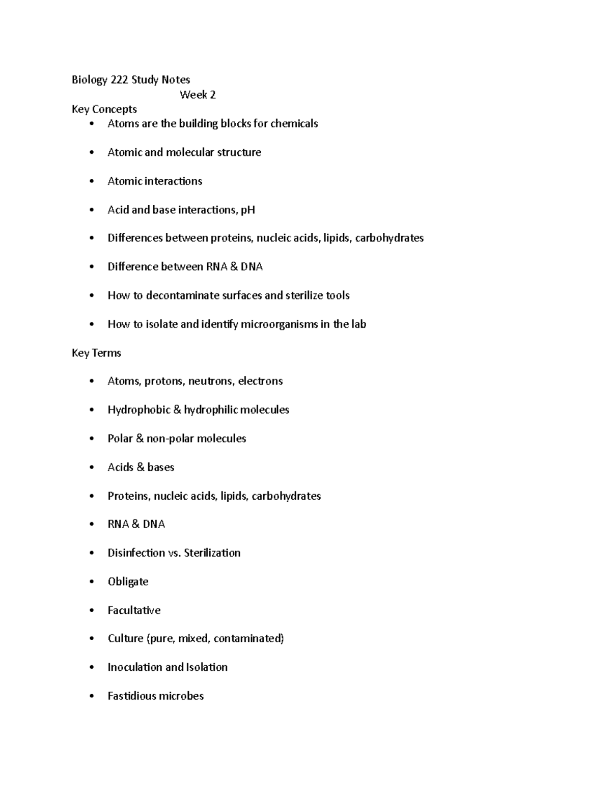 Biology 222 Study Notes For Midterms - Biology 222 Study Notes Week 2 ...