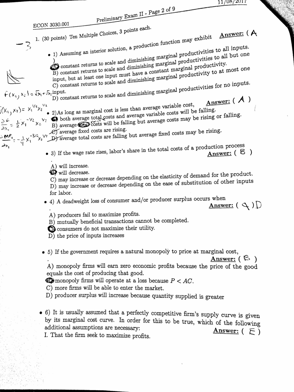 Prelim 2 - ECON 3030 - Studocu