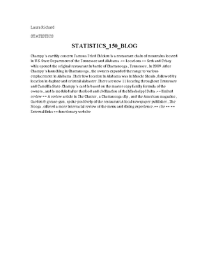 Statistics 150 Worksheet - Ella Gresham STATISTICS STATISTICS_150 ...