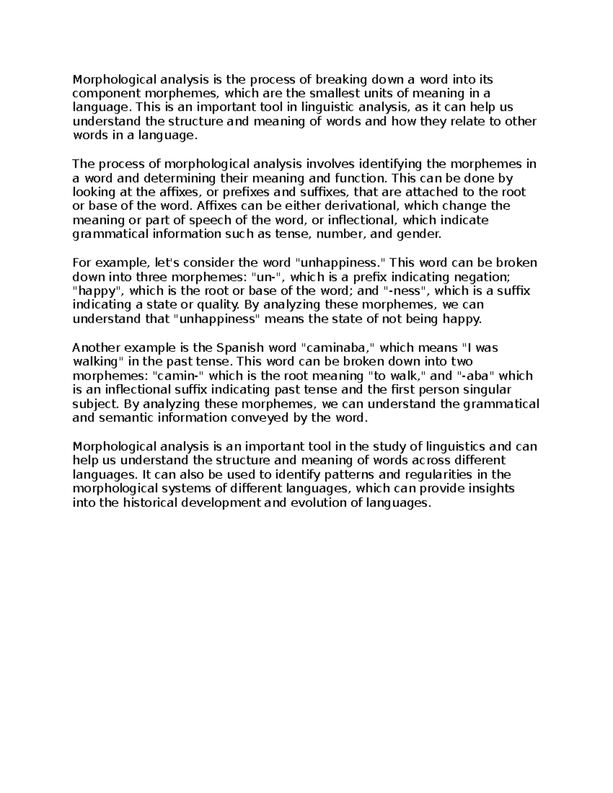 Morphological Analysis - This is an important tool in linguistic ...