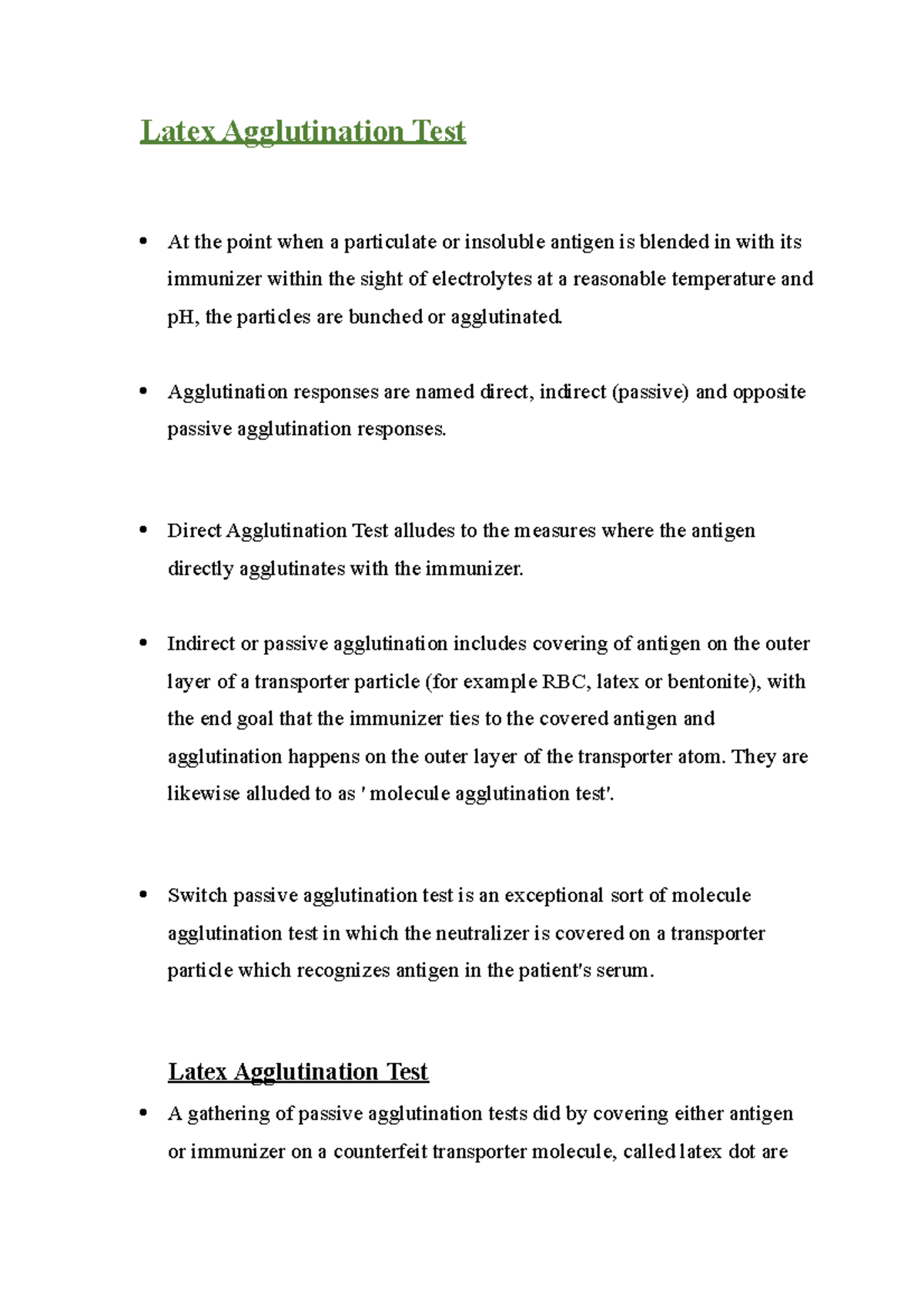 Latex Agglutination Test - Agglutination responses are named direct ...