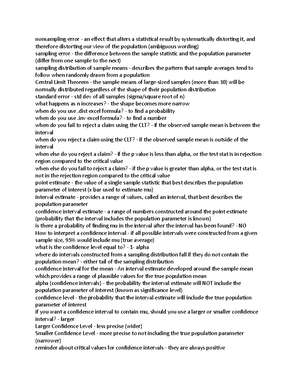 S301 Final Exam Review - STAT-S 301 Business Statistics Professor ...