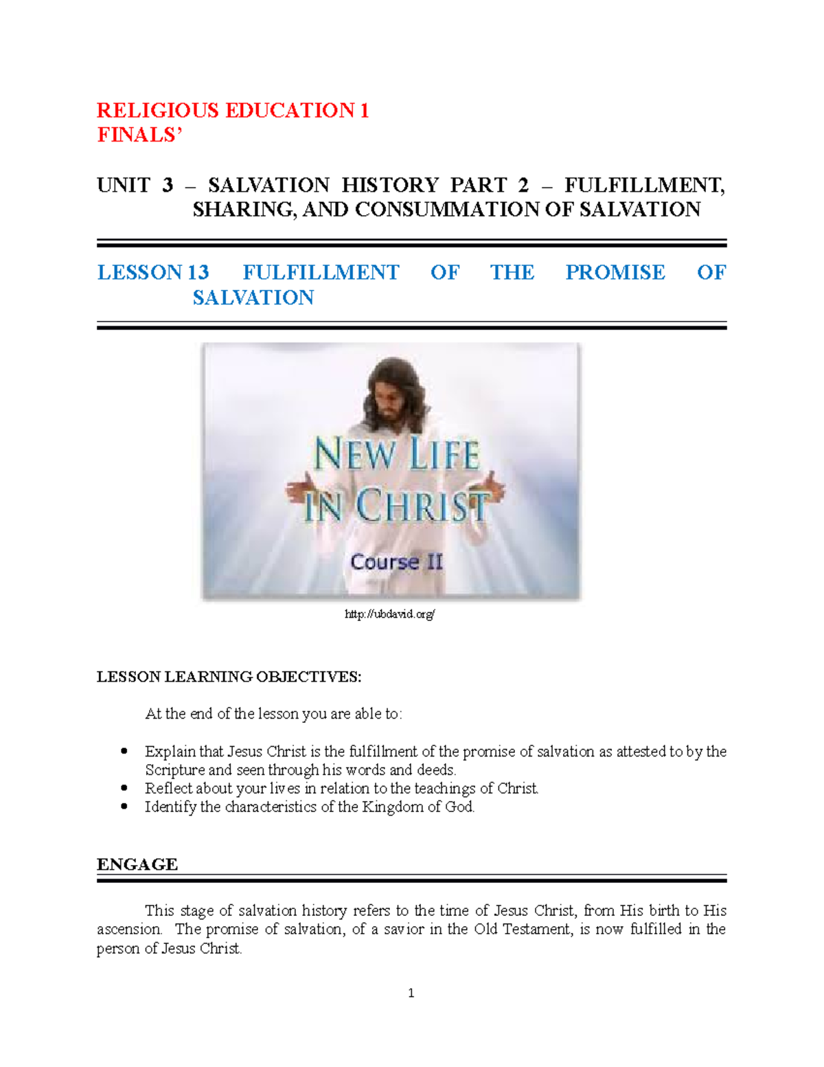 Module-REED1- Fnals - aass - RELIGIOUS EDUCATION 1 FINALS’ UNIT 3 ...