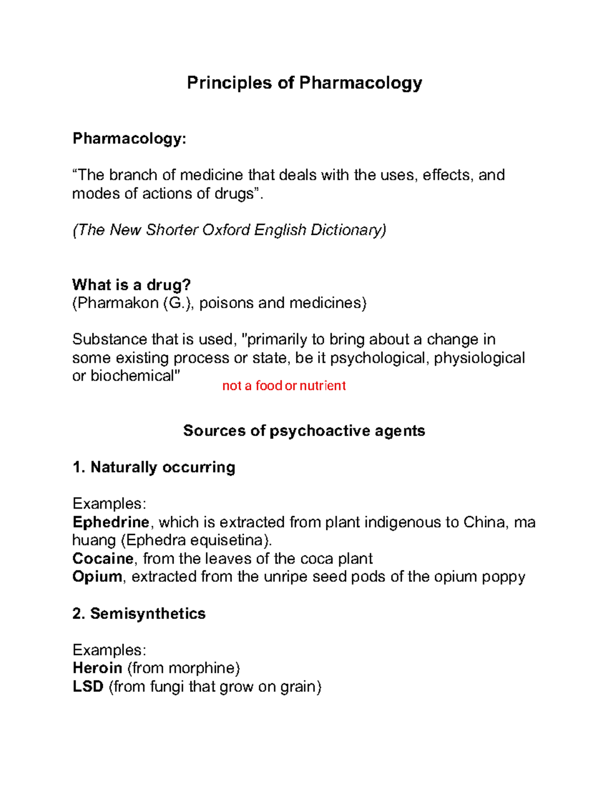 Lecture 1 Introduction To Drugs - Principles of Pharmacology ...