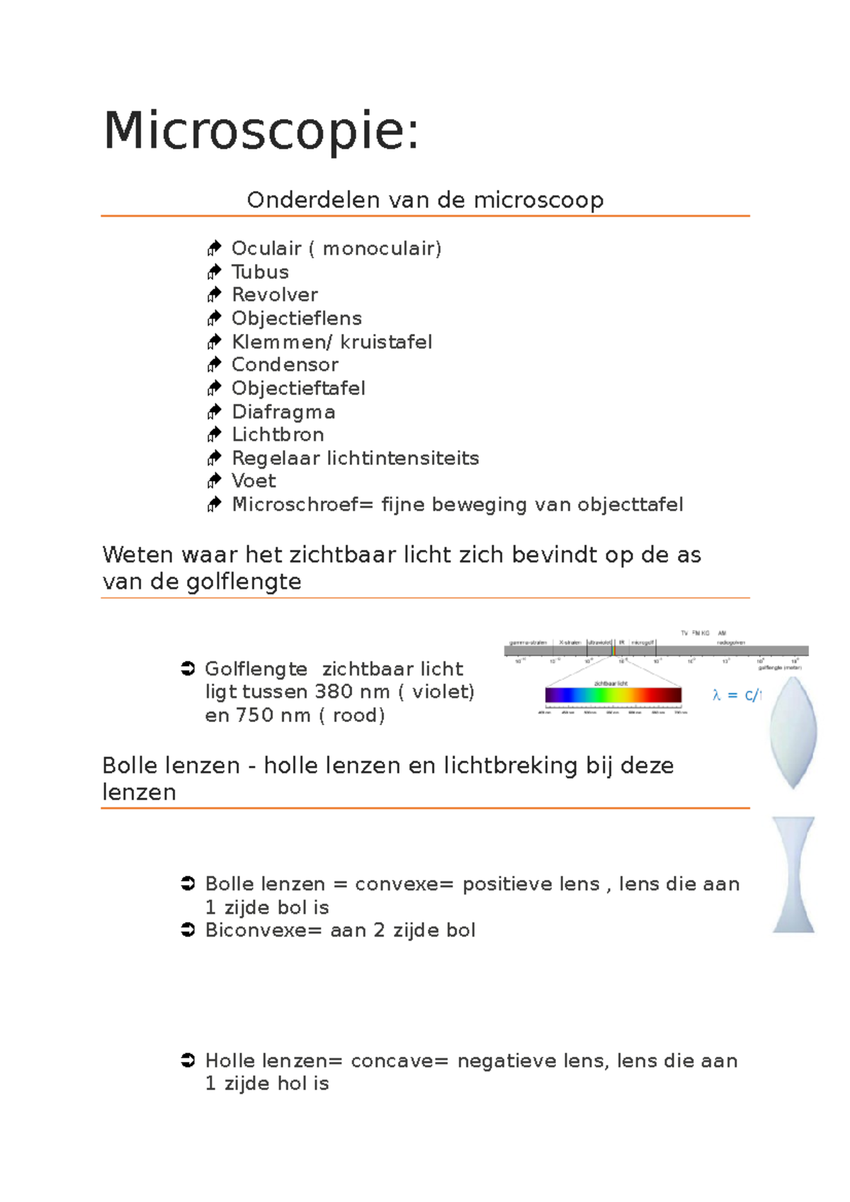 Lab microbio kennistest - Microscopie: ####### Onderdelen van de ...