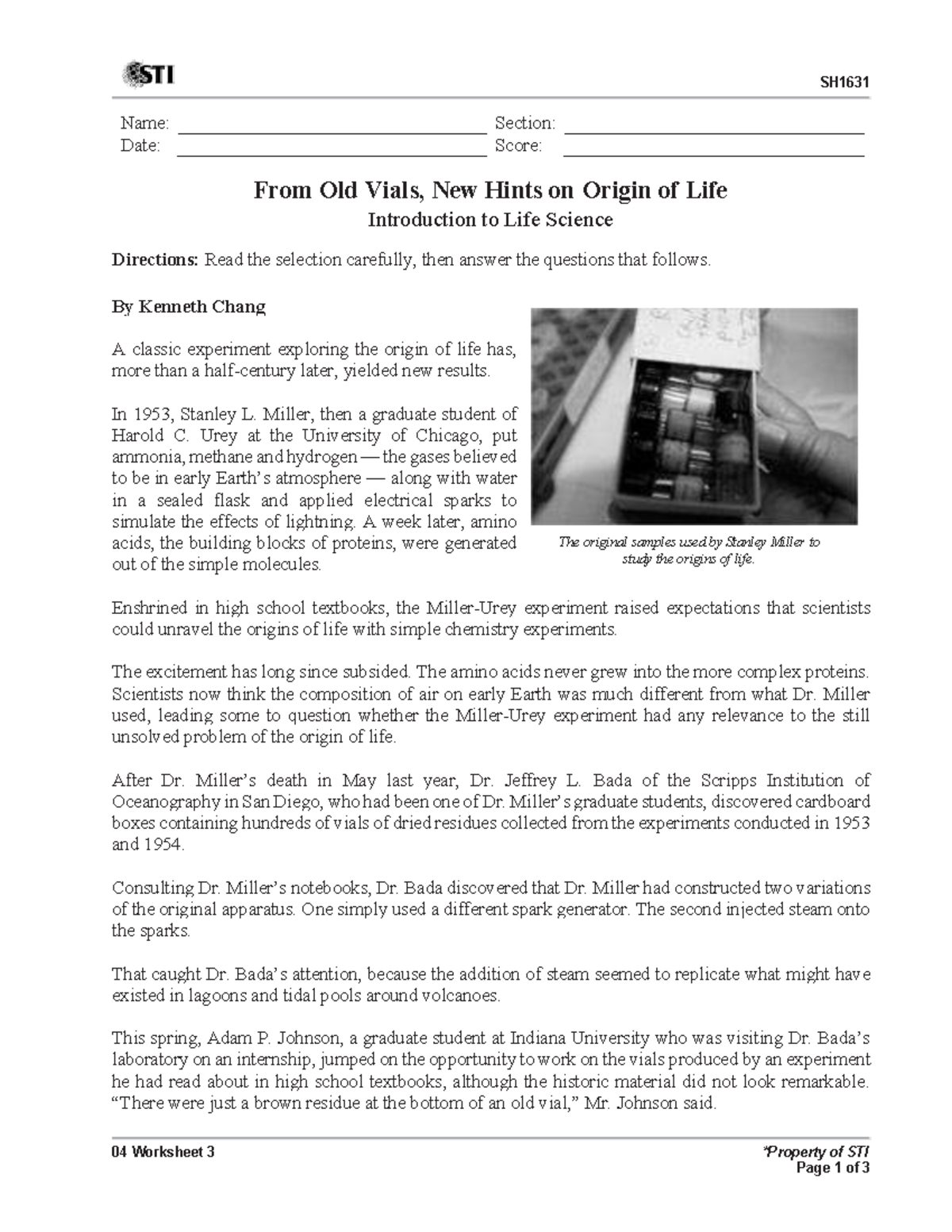 SH1631 - Earth and Life Science 04 Worksheet 3 - SH 04 Worksheet 3 ...