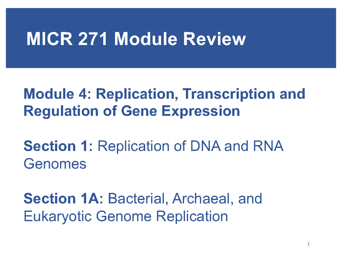 MICR 271 - Module 4 Review - MICR 271 Module Review Module 4 ...