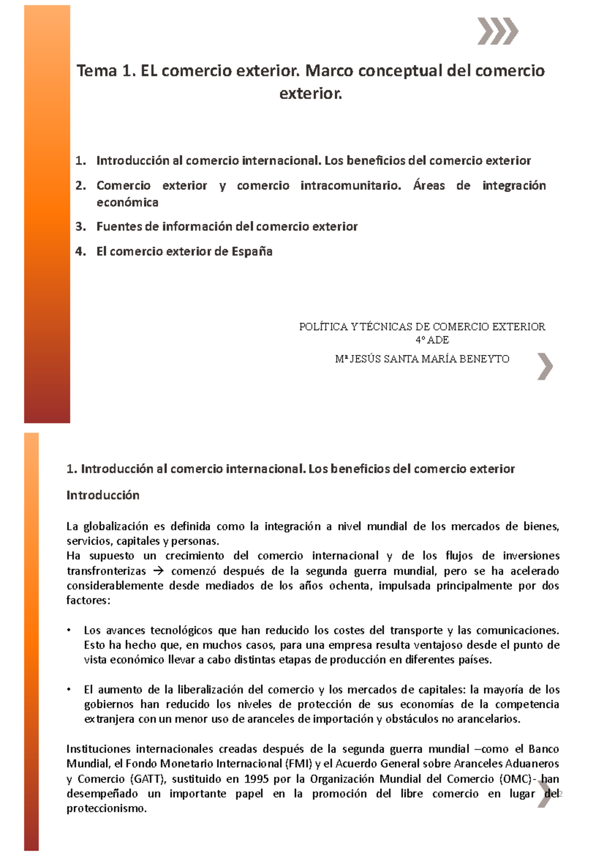 Esquemas Tema 1 2023-24 - Tema 1. EL comercio exterior. Marco conceptual del comercio exterior ...