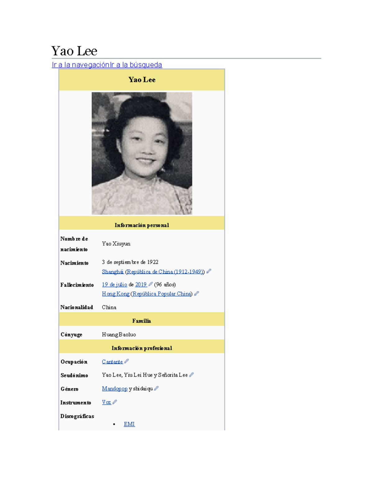 Yao Lee - asd - Yao Lee Ir a la navegaciónIr a la búsqueda Yao Lee Información personal Nombre ...