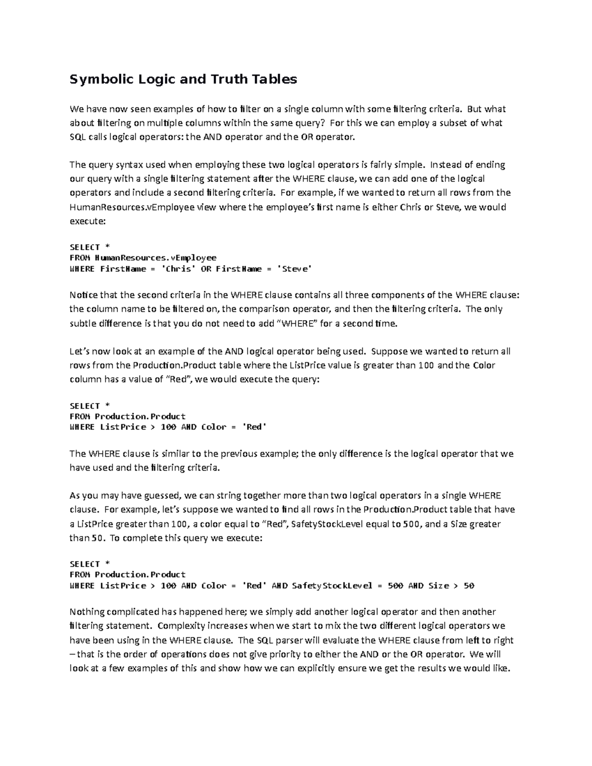 Symbolic+Logic+and+Truth+Tables - Symbolic Logic and Truth Tables We ...