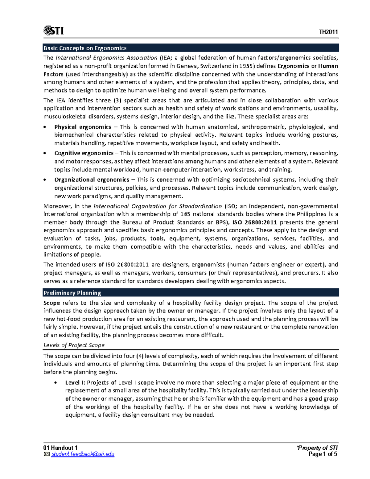 01 Handout 1(18) - Give some details - 01 Handout 1 *Property of STI Basic Concepts on ...