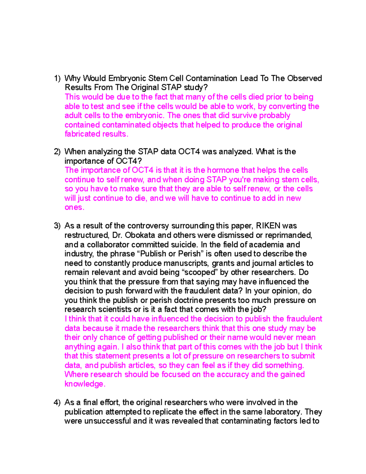 Case Study 3 Pt 2 STU - Why Would Embryonic Stem Cell Contamination ...