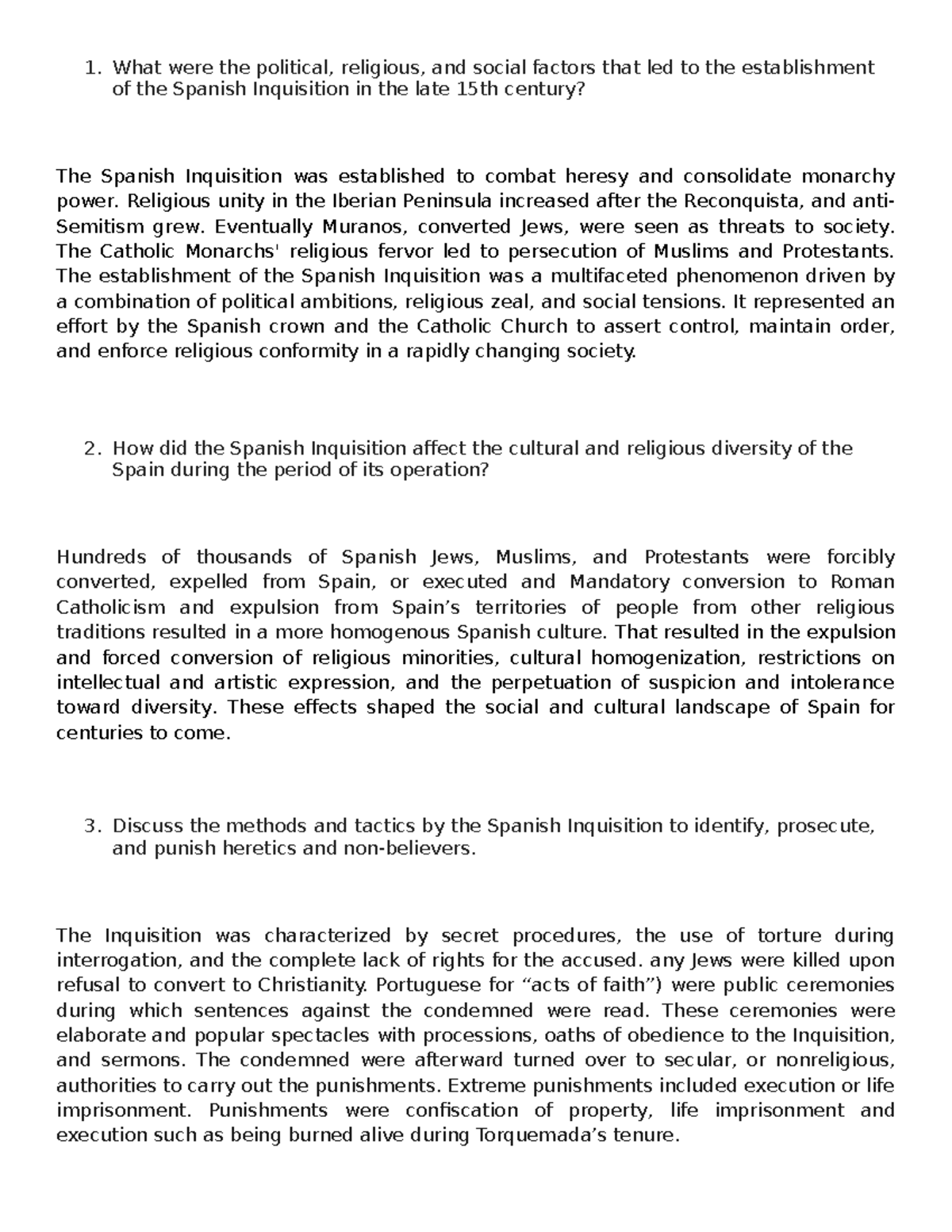 Spanish inquisition - Religious unity in the Iberian Peninsula ...