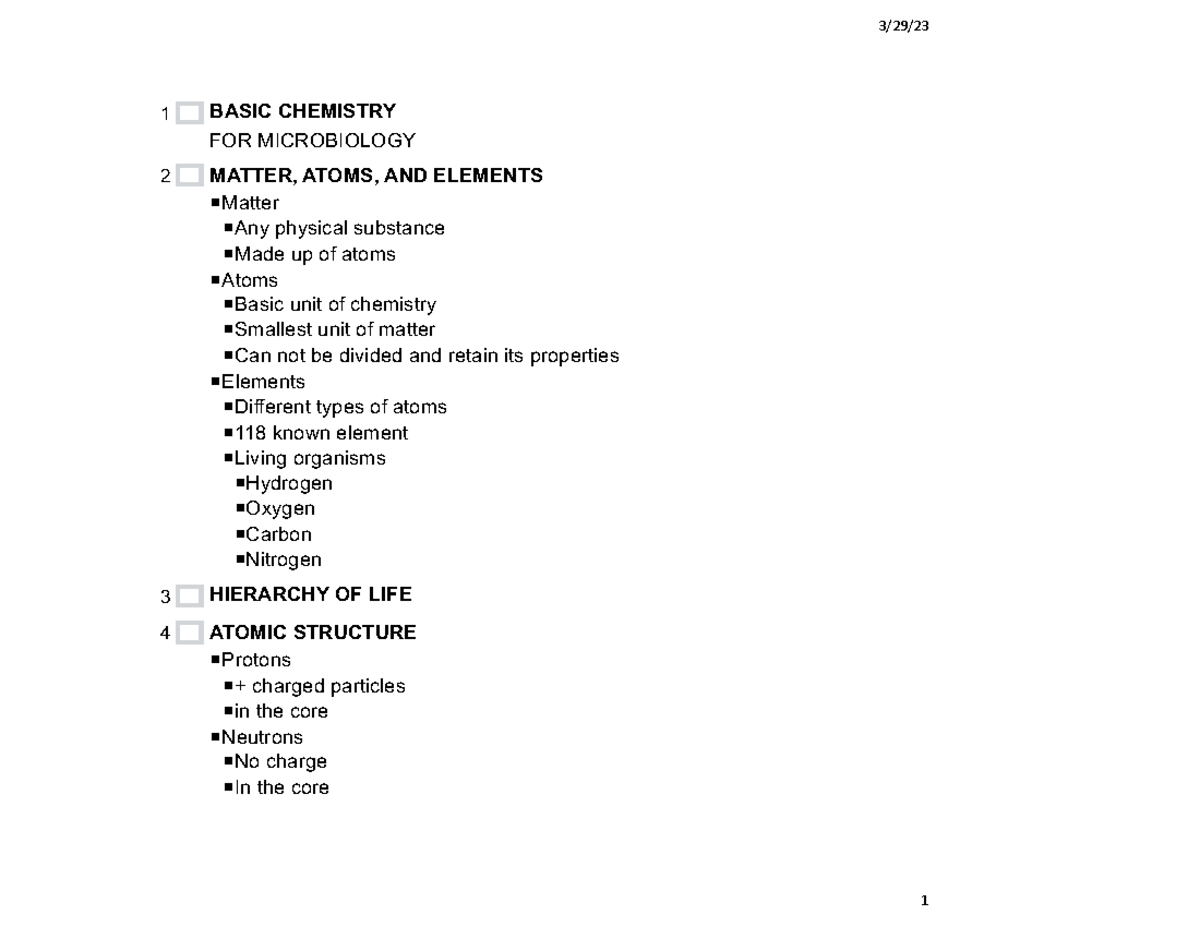 Lec 3- Chem - lecture 3 - 3/29/ 1 BASIC CHEMISTRY FOR MICROBIOLOGY ...