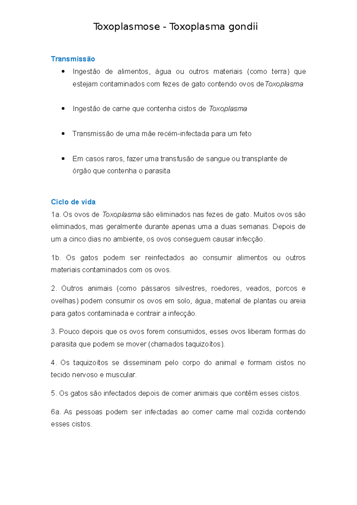 Toxoplasmose - Toxoplasma gondii - Toxoplasmose - Toxoplasma gondii ...