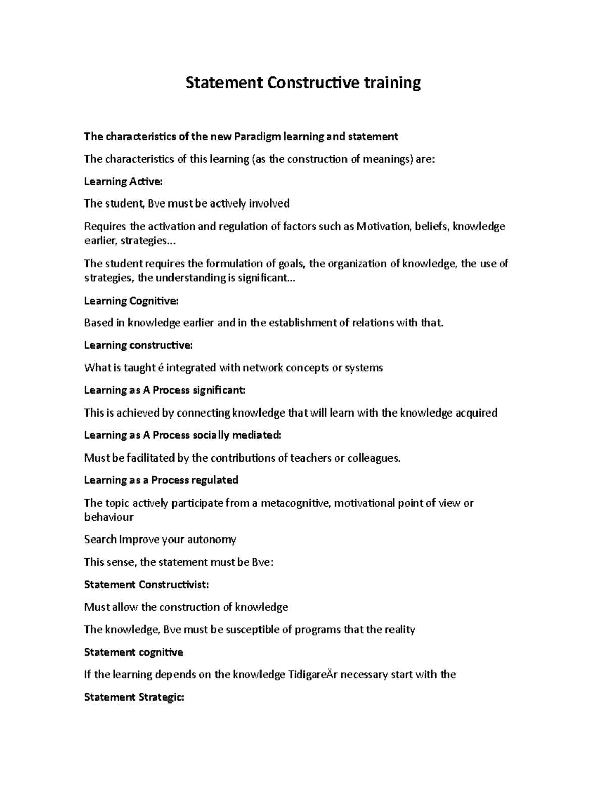 Statement Constructive training - Statement Constructive training The ...