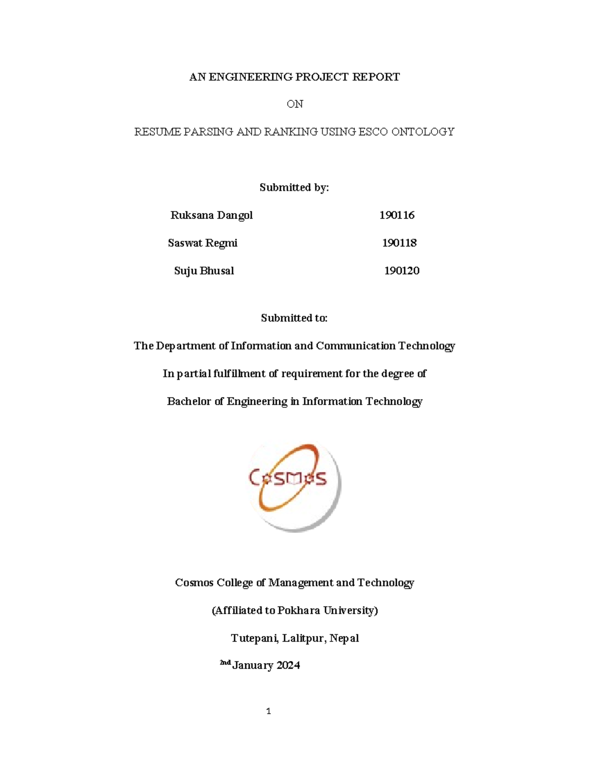 1st defense - gidb study hard - AN ENGINEERING PROJECT REPORT ON RESUME ...