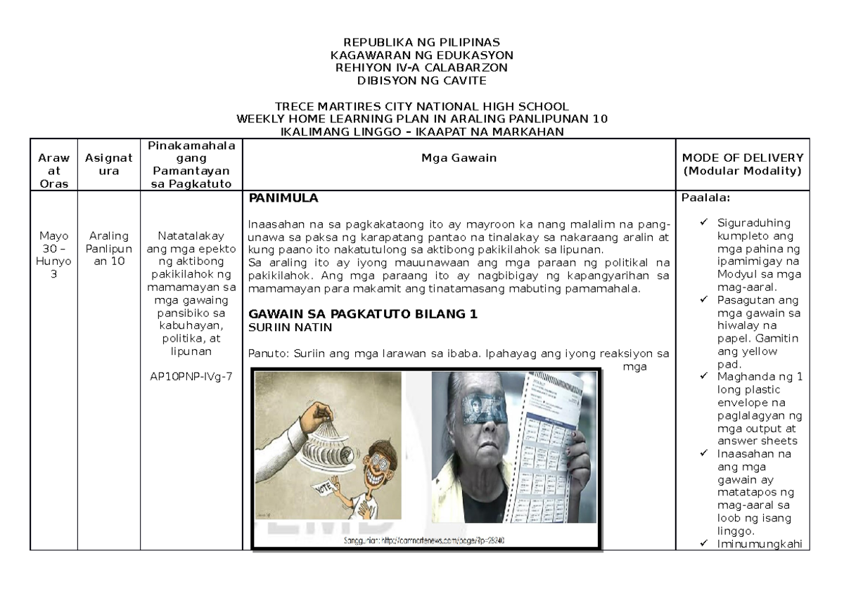 AP G10 WEEK 5 WHLP 4TH Grading WITH 2ND Summative TEST - REPUBLIKA NG ...