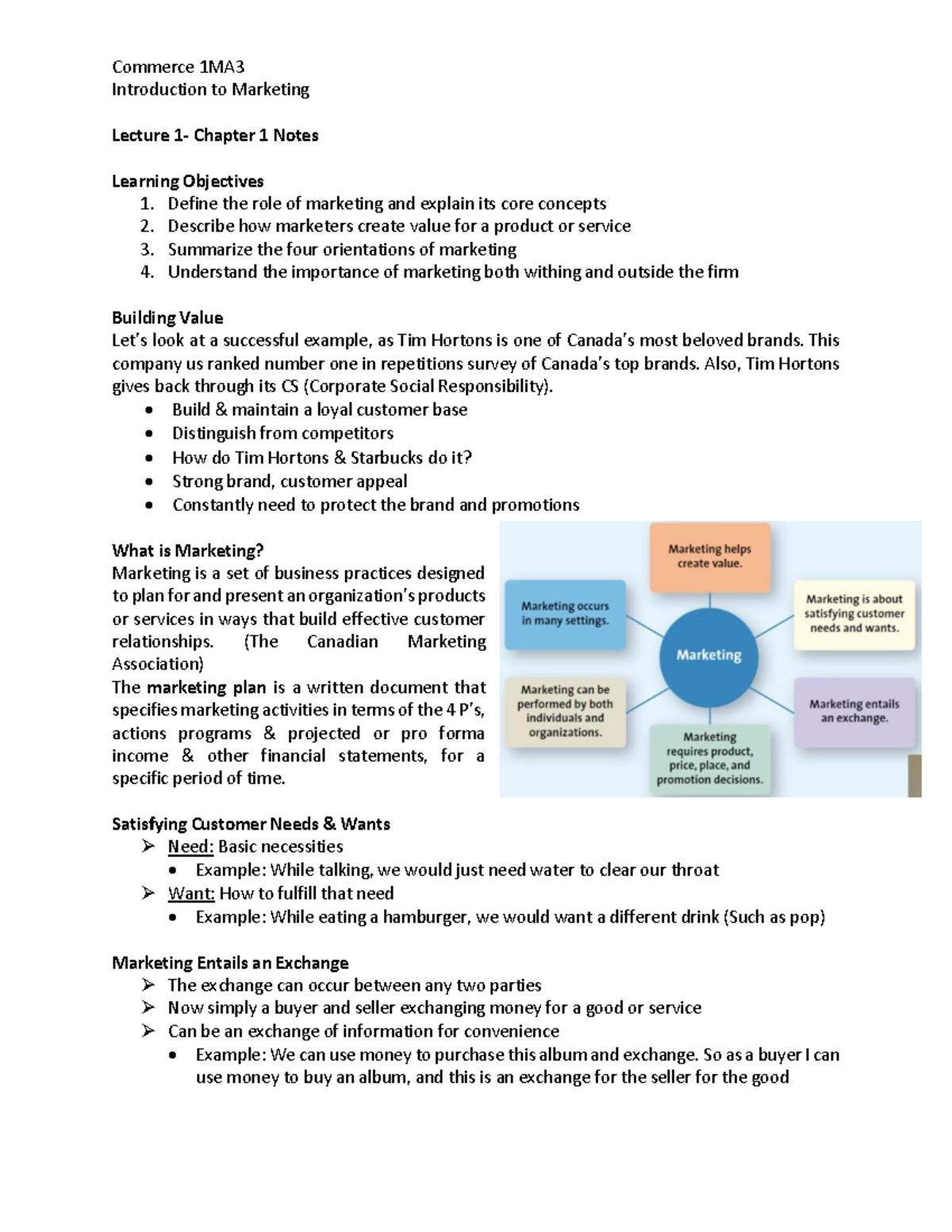 Marketing Notes for midterm exam - Introduction to Marketing Lecture 1 ...