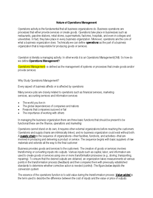 Production of Goods and Services Operation Management - Production of ...