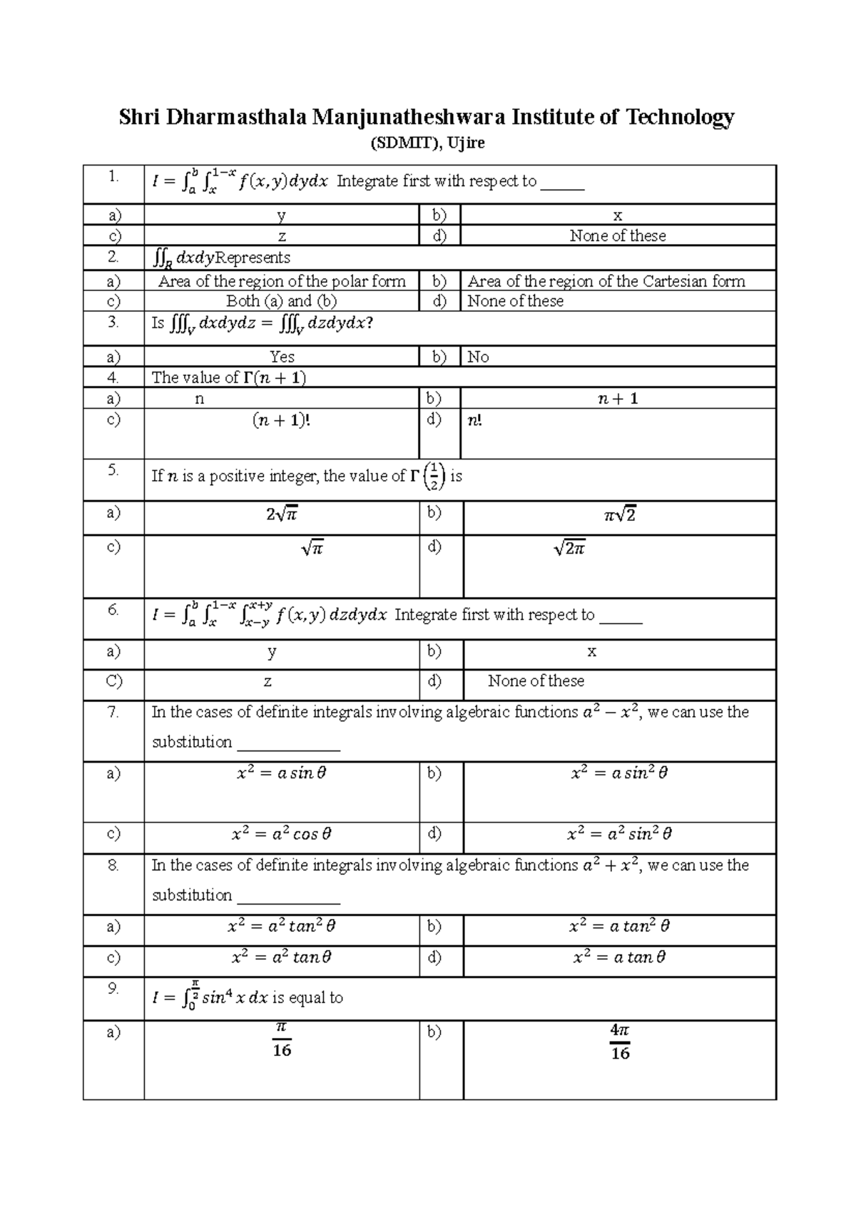 Viva questions for Civil(CCE-2) - Shri Dharmasthala Manjunatheshwara ...
