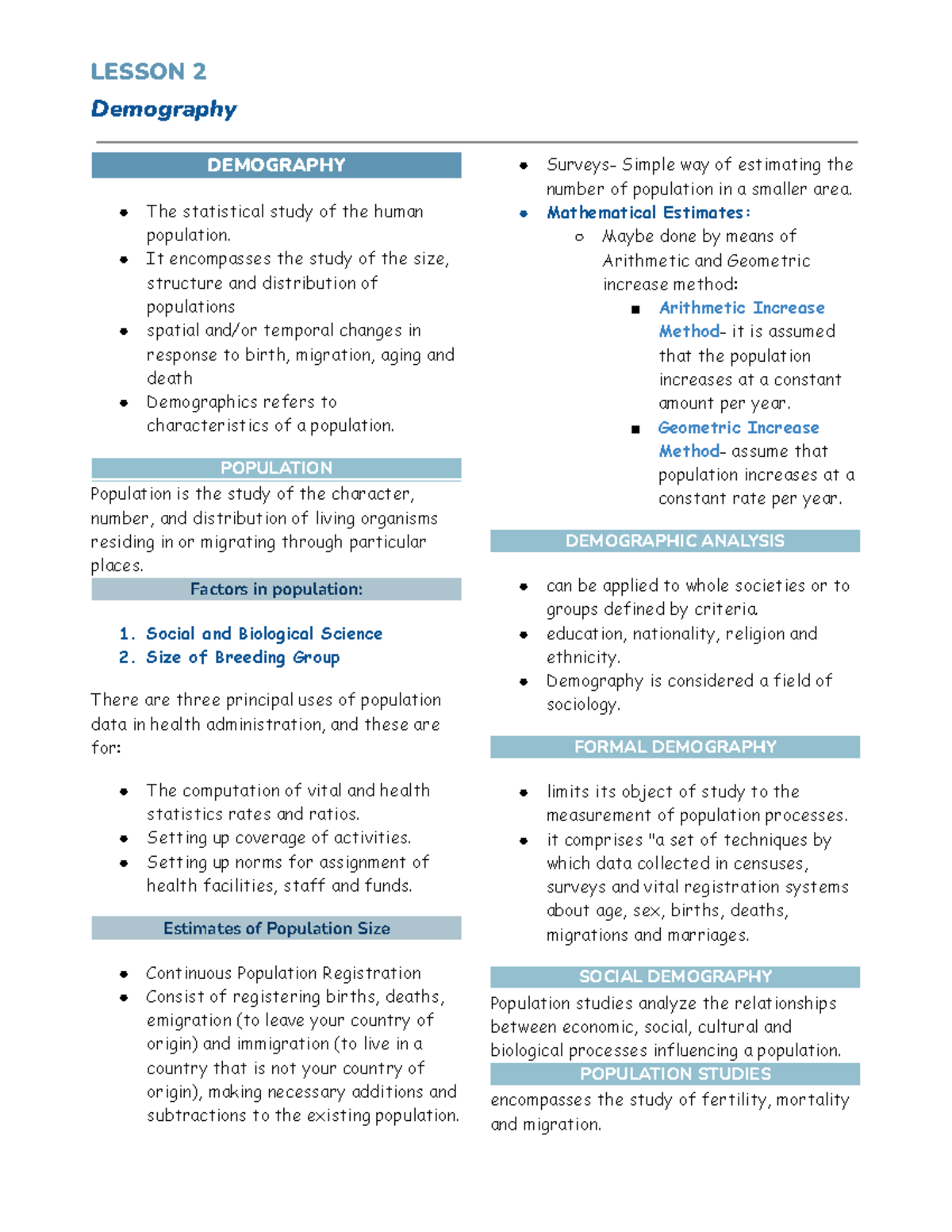 Week-3 -Demography - LESSON 2 Demography DEMOGRAPHY The statistical ...