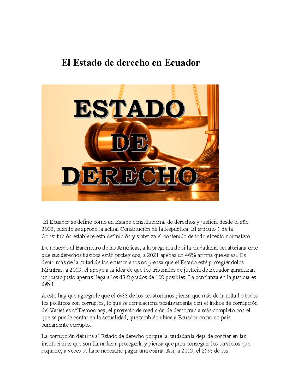 Estado DE Derecho - exposicion - El Estado de derecho en Ecuador El ...