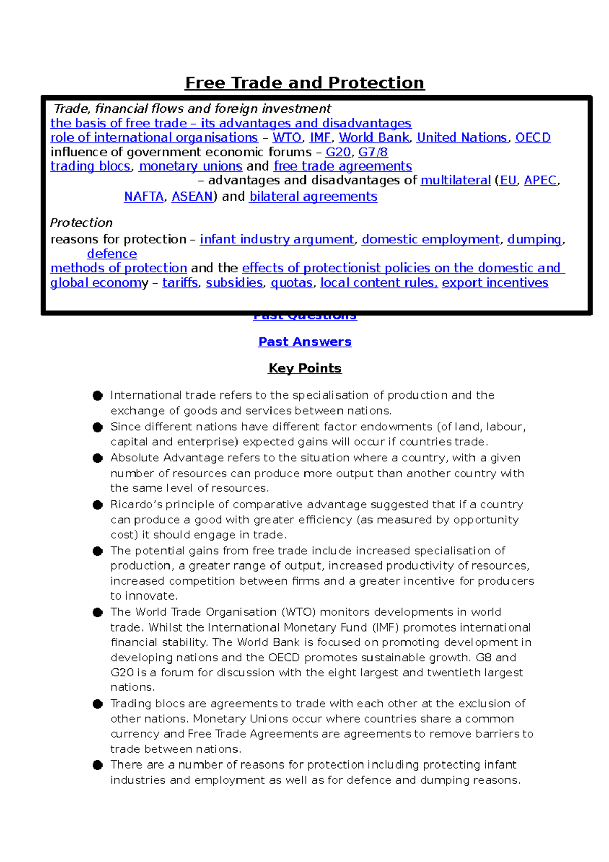 2. Free Trade and Protection 2 - Free Trade and Protection Past ...