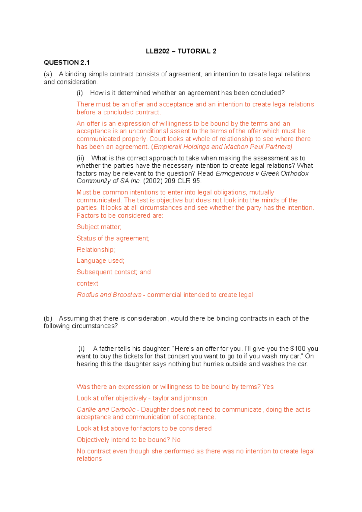 LLB202 Tutorial Week 2 - LLB202 - QUT - Studocu