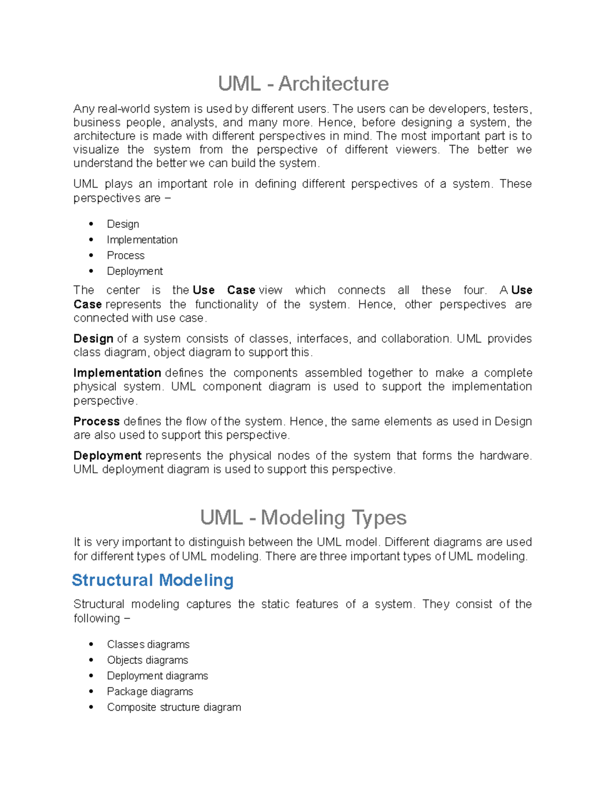 Lecture 2 - UML Archi, Modeling Types, Notations - UML - Architecture Any real-world system is ...