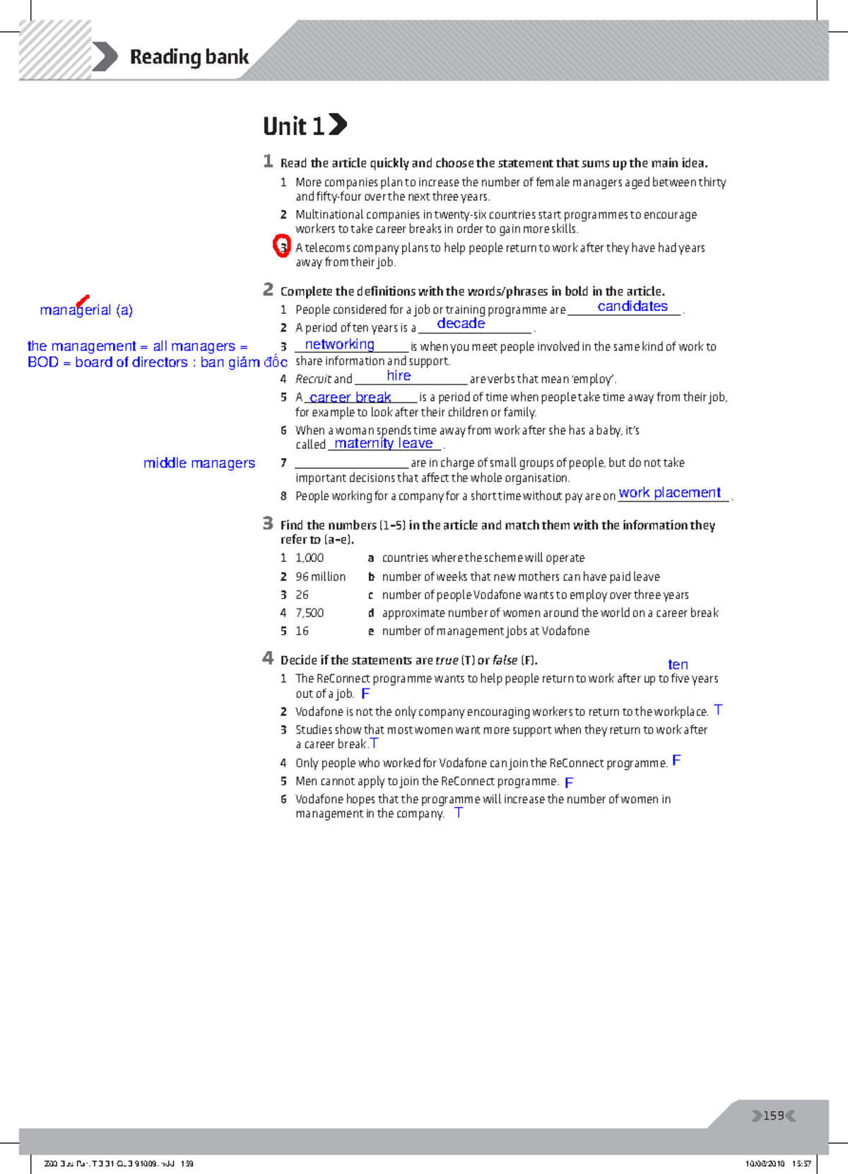 B1 Reading bank - 159 Reading bank Unit 1 1 Read the article quickly ...