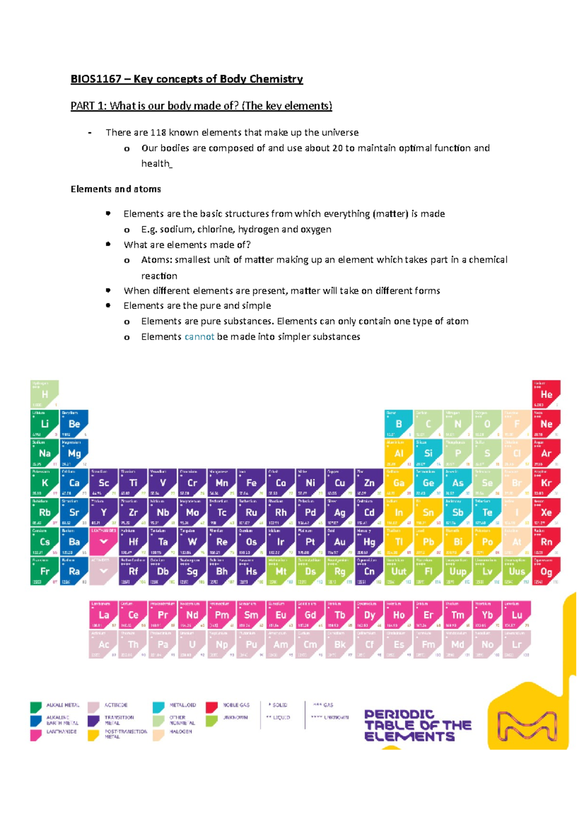 B7 w1 body chm - following obj - BIOS1167 – Key concepts of Body ...