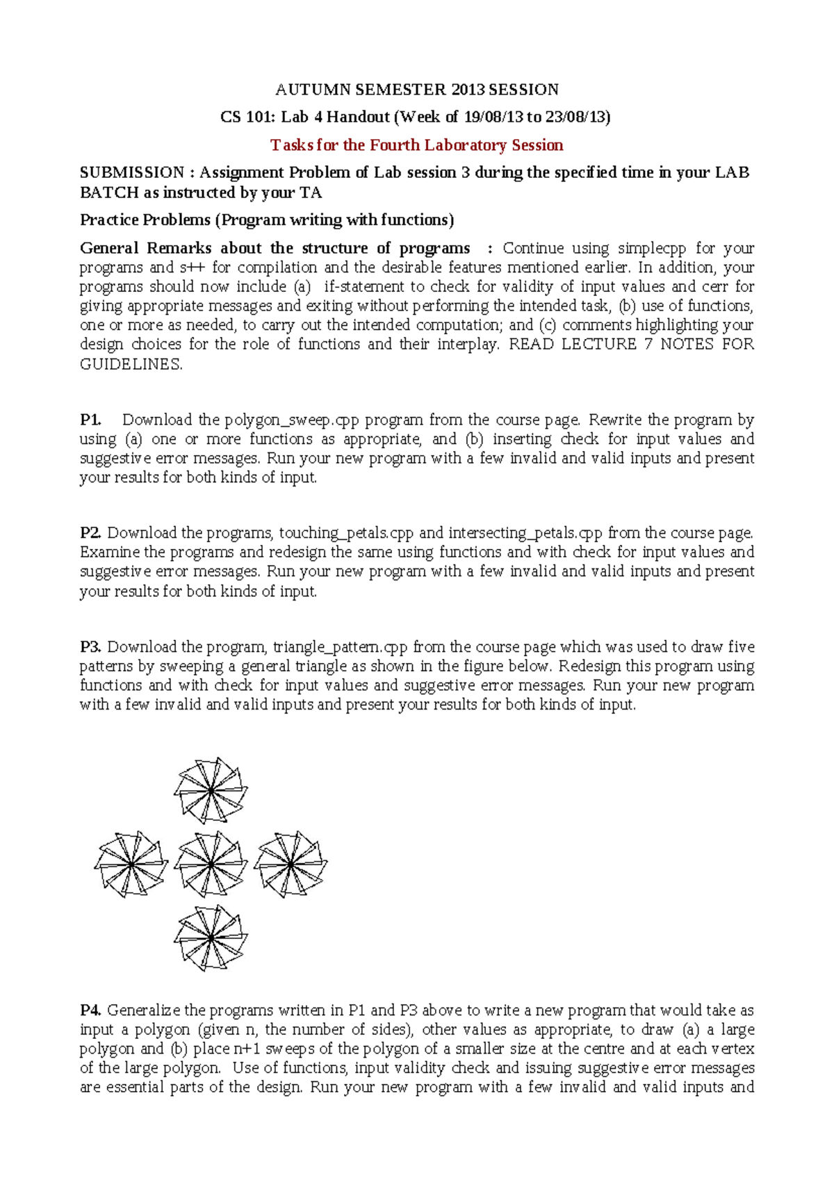 CS101Handout 4 - This is the fourth handout. - A UTUMN SEMESTER 2013 ...