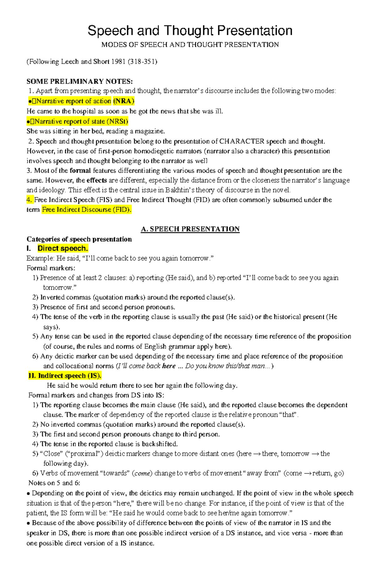 1606984846 speech and thought presentation - Speech and Thought ...